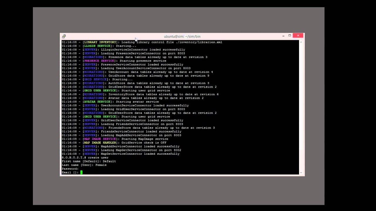 Creating Users OpenSim Grid Mode linux - YouTube