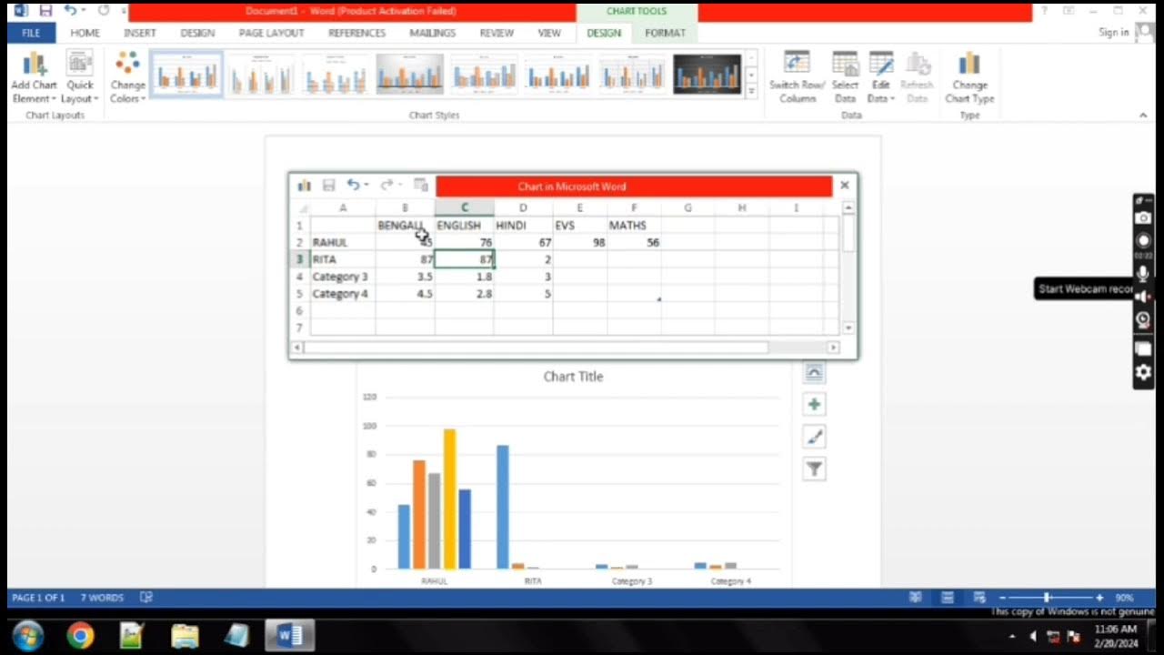 How to create chart in MS WORD 😊😊 - YouTube