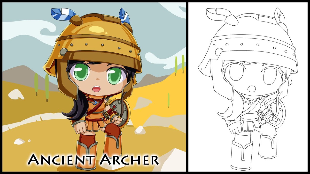 Chibi Ancient Archer (Drawing and painting montage) - YouTube