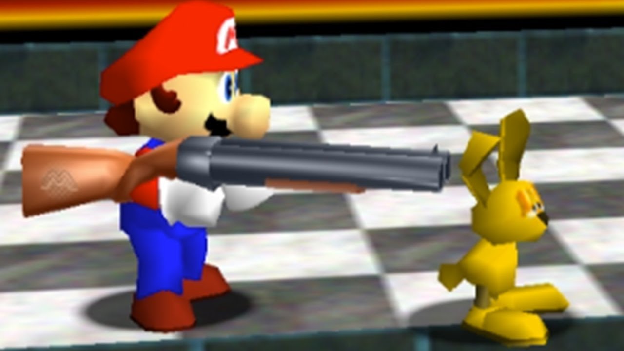 What happen if you shoot Mips the Rabbit in Shotgun Mario 64? - YouTube