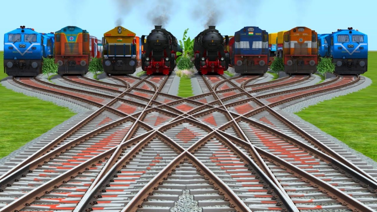 All Trains Gameplay On Bumpy Epic Railroad Crossing Tracks|train ...