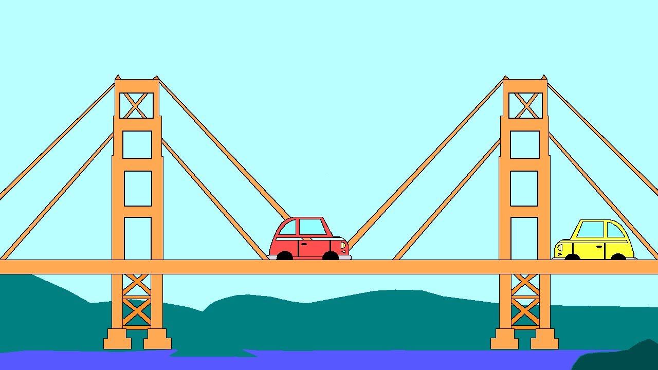 Hanging Bridge Template | animationgigs | Cars Moving on Hanging Bridge ...