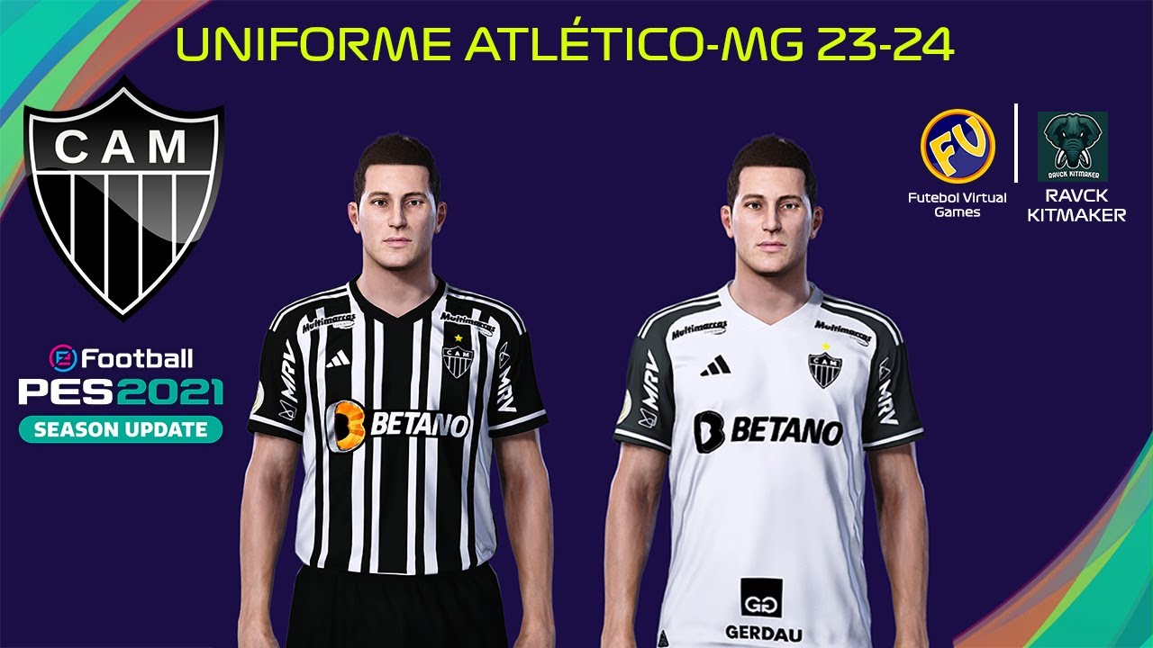 Uniforme do Atlético-MG 23-24 para PES 2021 + Aprenda a configurar no PES 21 - YouTube
