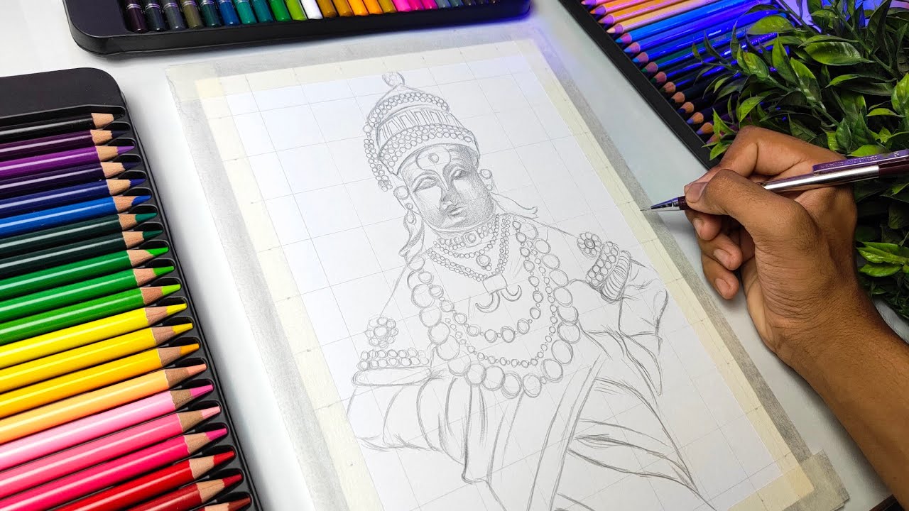 Ekadashi Special, Lord Vitthal Drawing, Outline Tutorial - YouTube