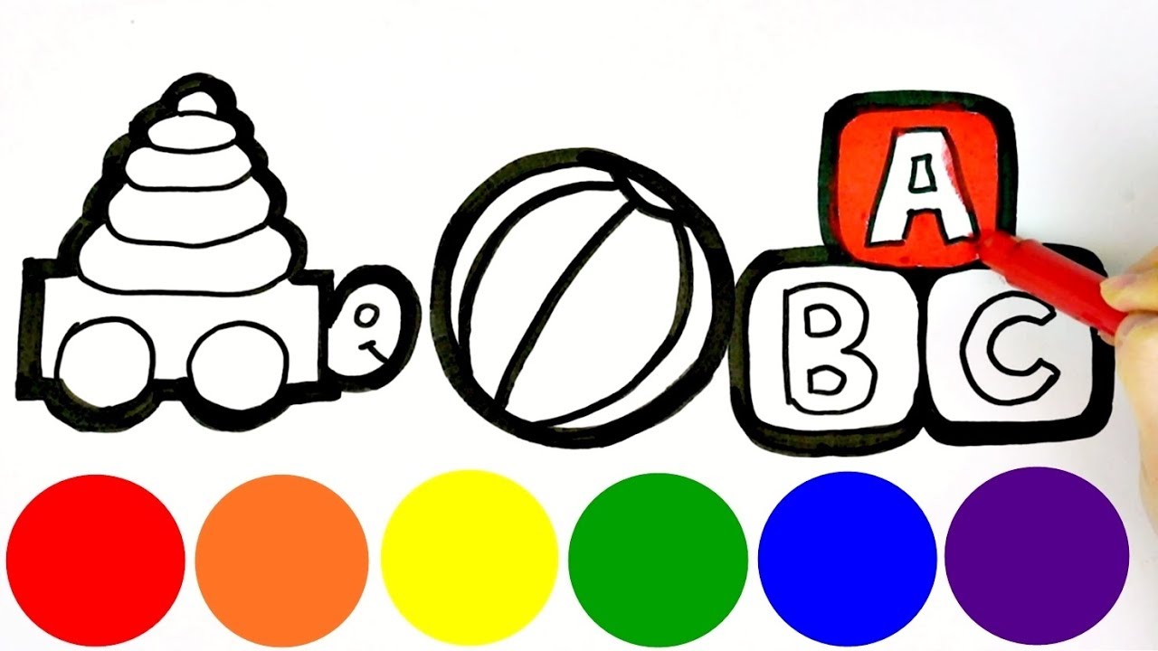 Baby Toys Coloring and Drawing Step by Step Tutorial | Learn Colors for ...