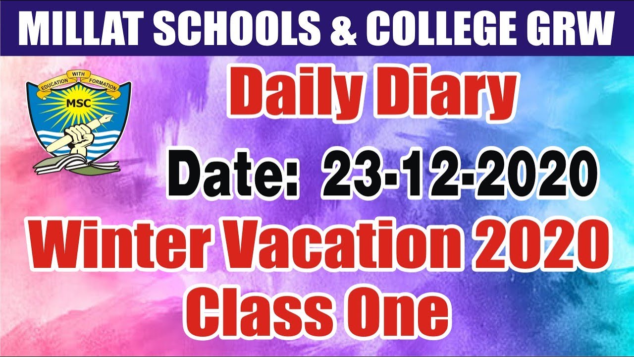 Daily Diary | Winter Vacation 2020 | Class One | 23 December 2020 ...