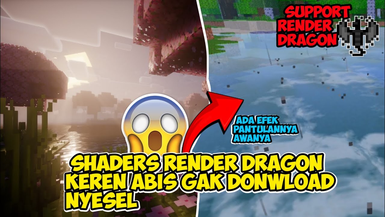 Akhirnya!! 1 😱Shaders Render Dragon Mcpe 1.20 Realistis Support RAM 1GB ...