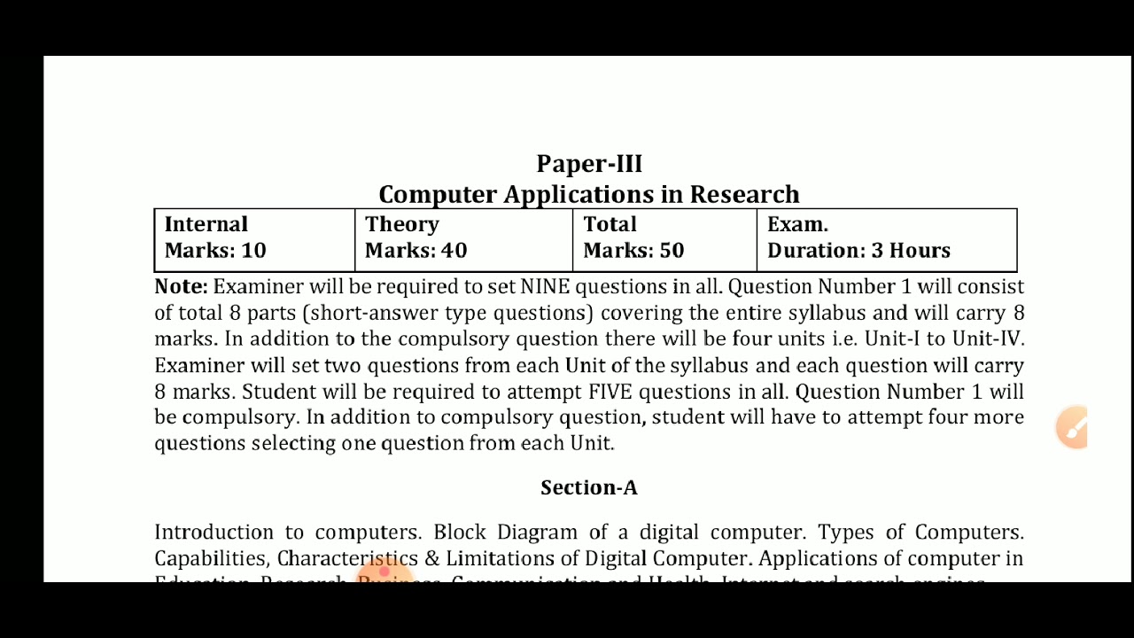 Paper 3 computer application in research (pre PhD course work syllabus ...