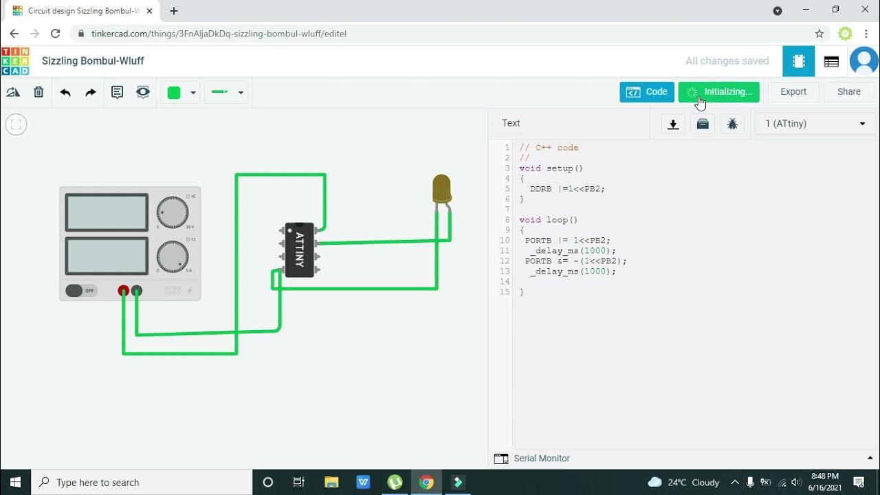 How To Use Attiny Atmega In Tinkercad Simulation Of Led Blink With