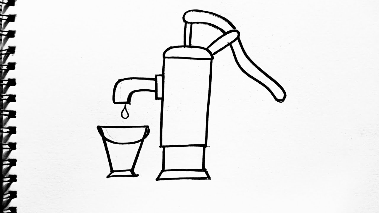 how to draw handpump easy step by step|| easy drawing tutorial for ...