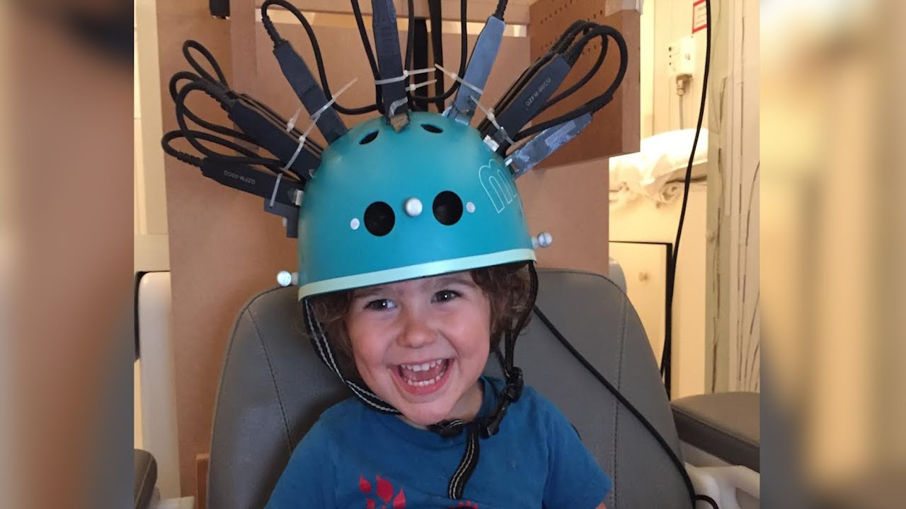 ‘Bike Helmet’ Brain Scanner Used with Children for First Time - YouTube