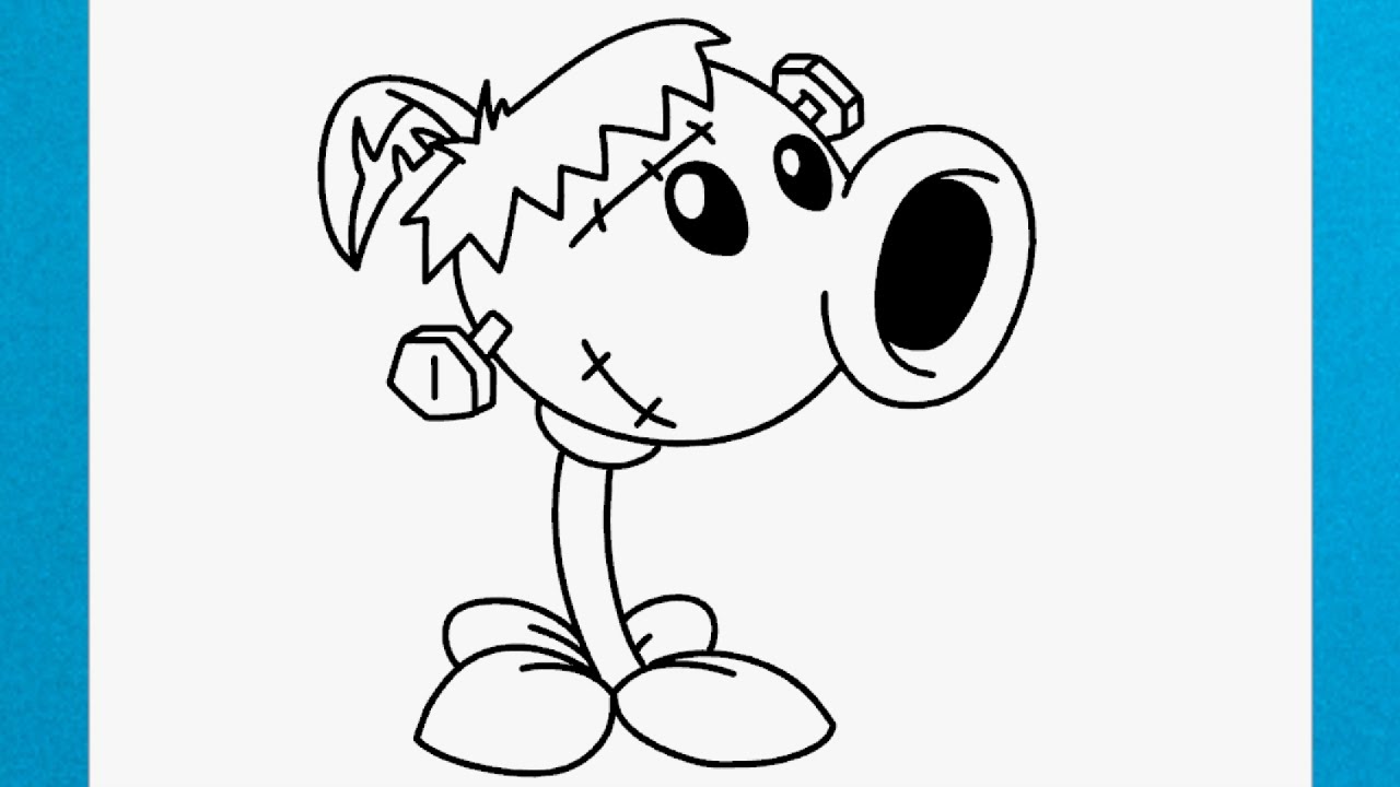 How to draw Peashooter Frankenstein Plants vs Zombies 2 pvz - YouTube