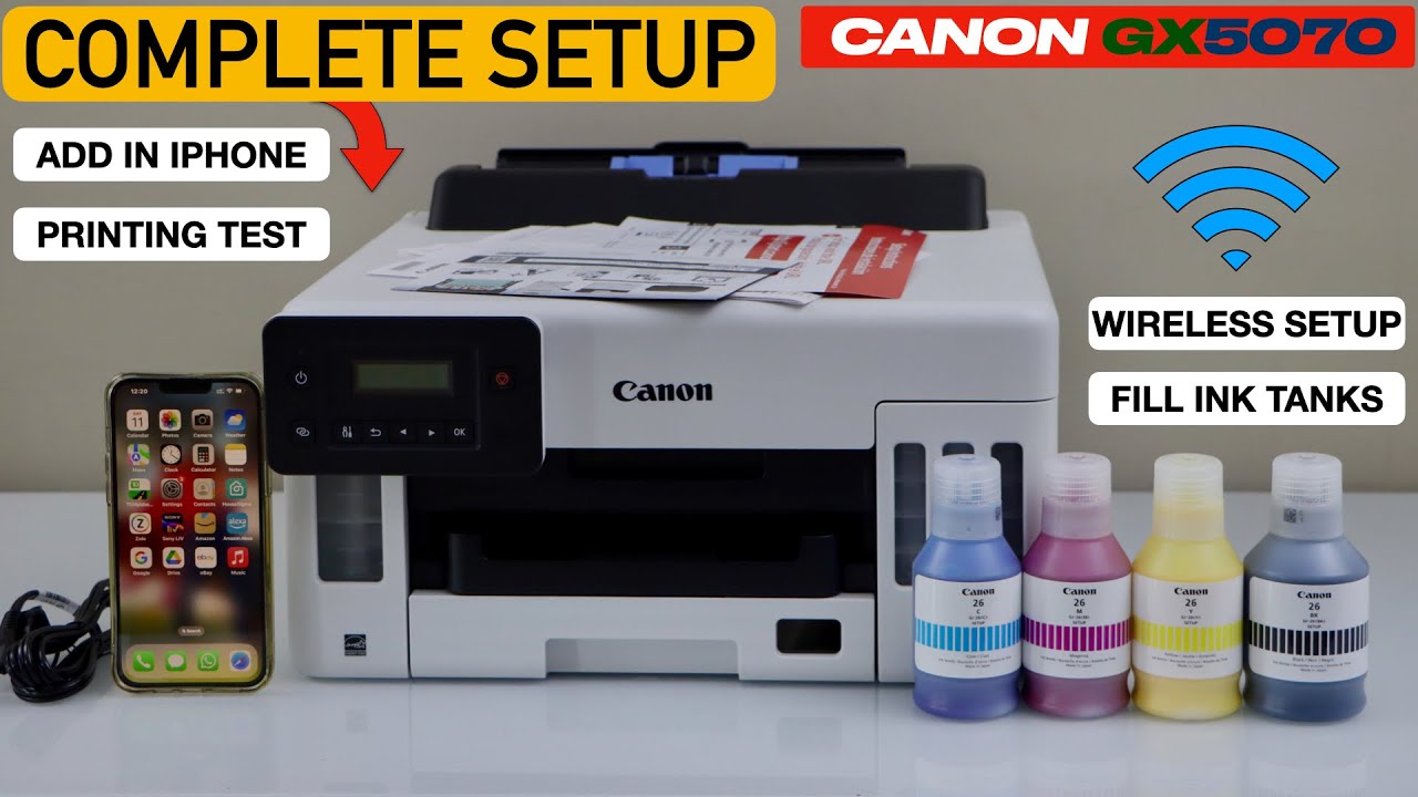 Canon Maxify GX5070 Setup, Fill Ink Tanks, Easy Wireless Setup, Add In ...