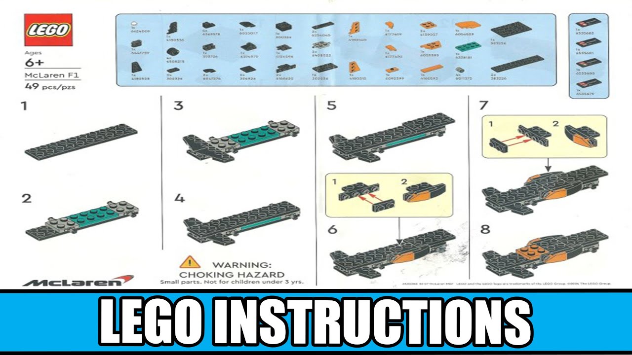 LEGO Instructions - Promotional - 6535388 - McLaren F1 - YouTube