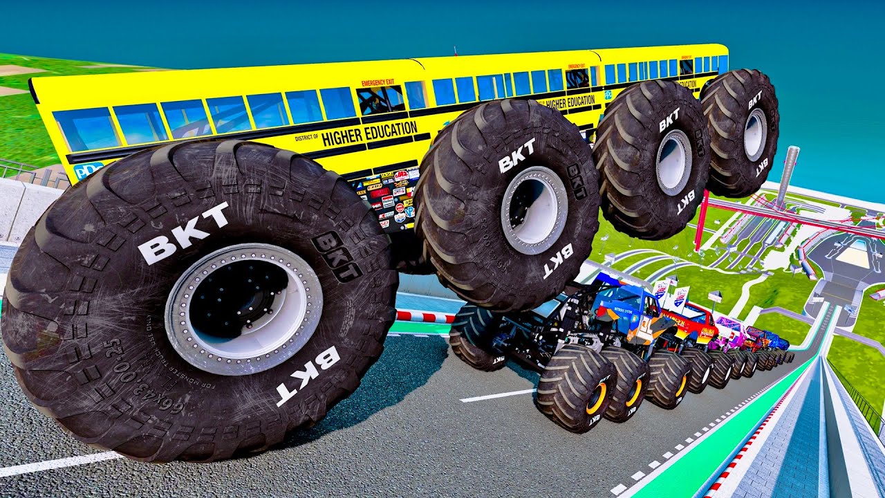 Jaw Dropping Monster Truck Car Jump Fails - YouTube