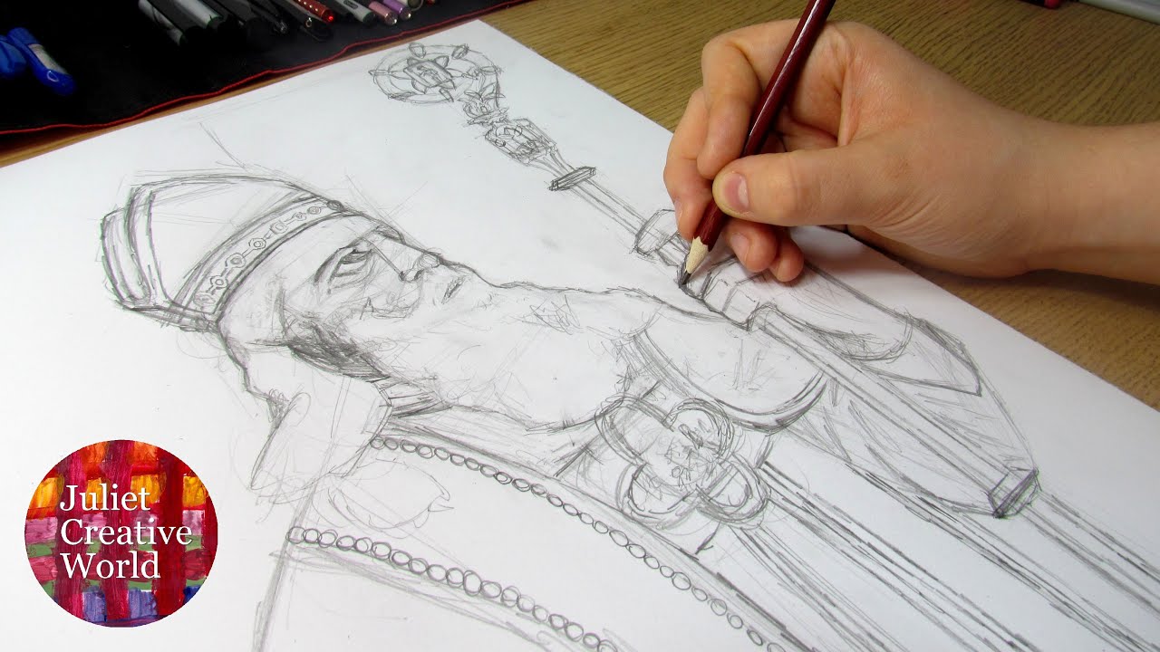 Drawing Christian Santa Claus in pencil. - YouTube