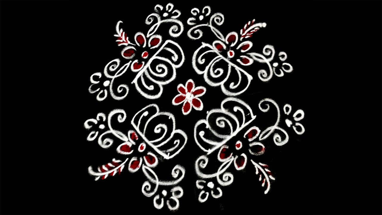 Easy Daily Kolam 4x3 dots | Small Rangoli Designs | Simple Muggulu ...