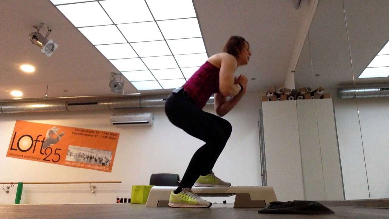 Squats vom Step mit Side Leg plus Squat Hops - YouTube