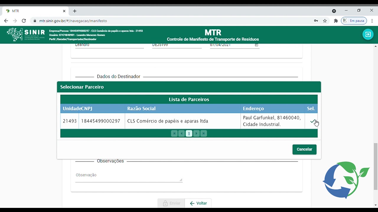 EMISSÃO DE MTR PELO SINIR - YouTube