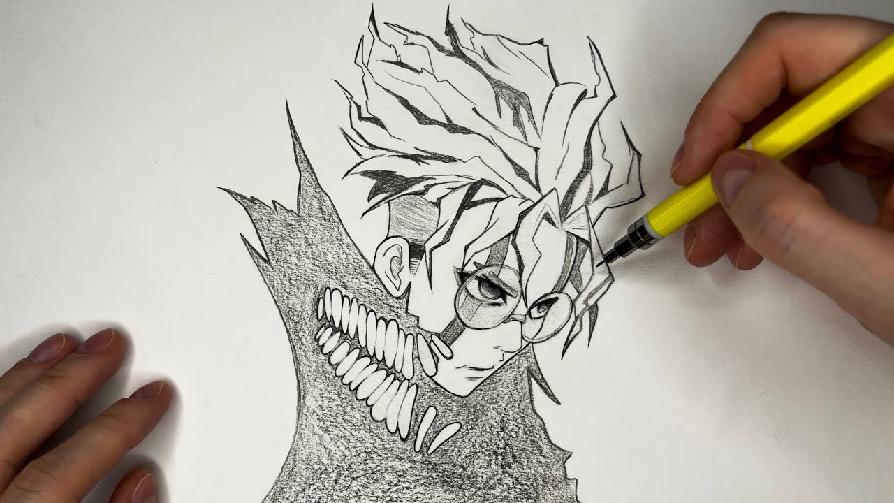 Easy anime drawing Okarun from Dan Da Dan - YouTube