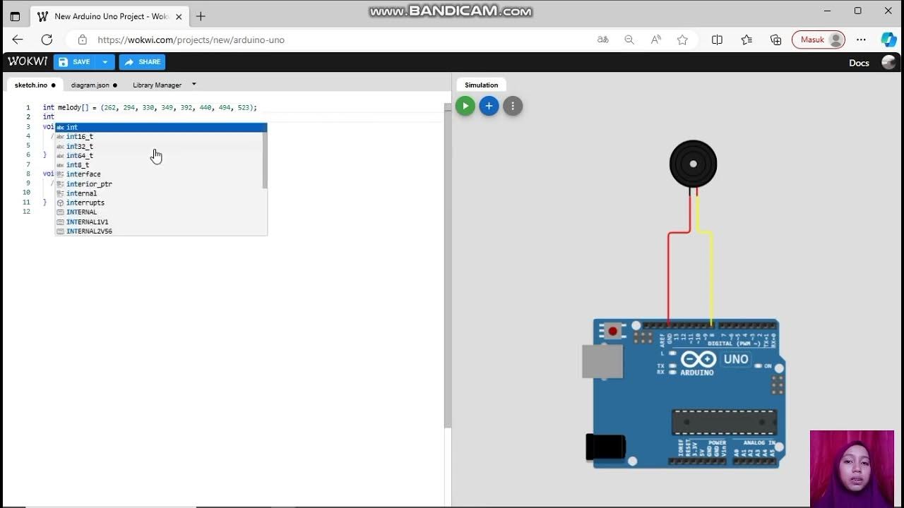 SIMULATOR WOKWI MEMBUAT RANGKAIAN BUZZER MENGHASILKAN TANGGA NADA DO RE ...
