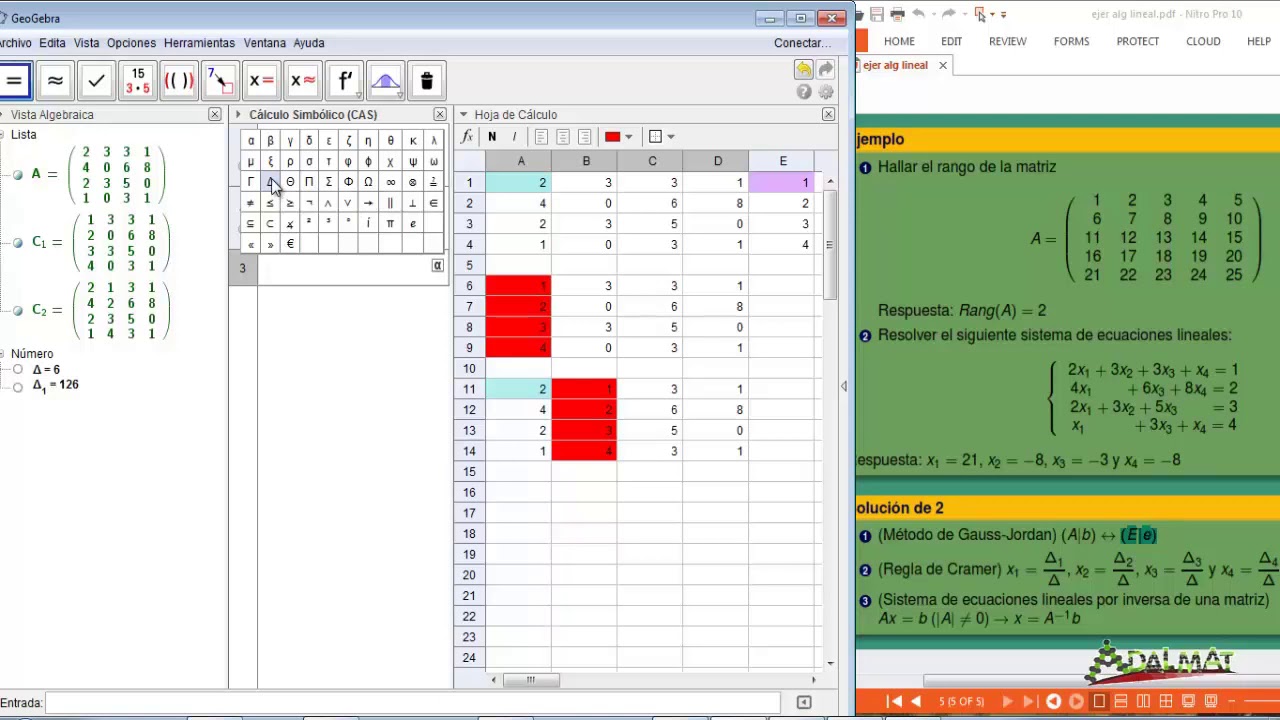 6 Algebra lineal matrices y determinantes y geogebra 2 de 2 - YouTube