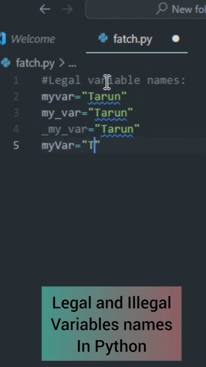 Python Legal & Illegal Variable Names #python - YouTube