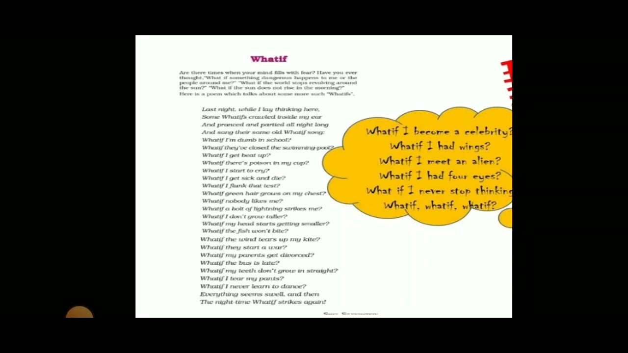 Grade 6EnglisTopic poem Whatif by Shel SilversteinMade by Ms. Gurpriya ...