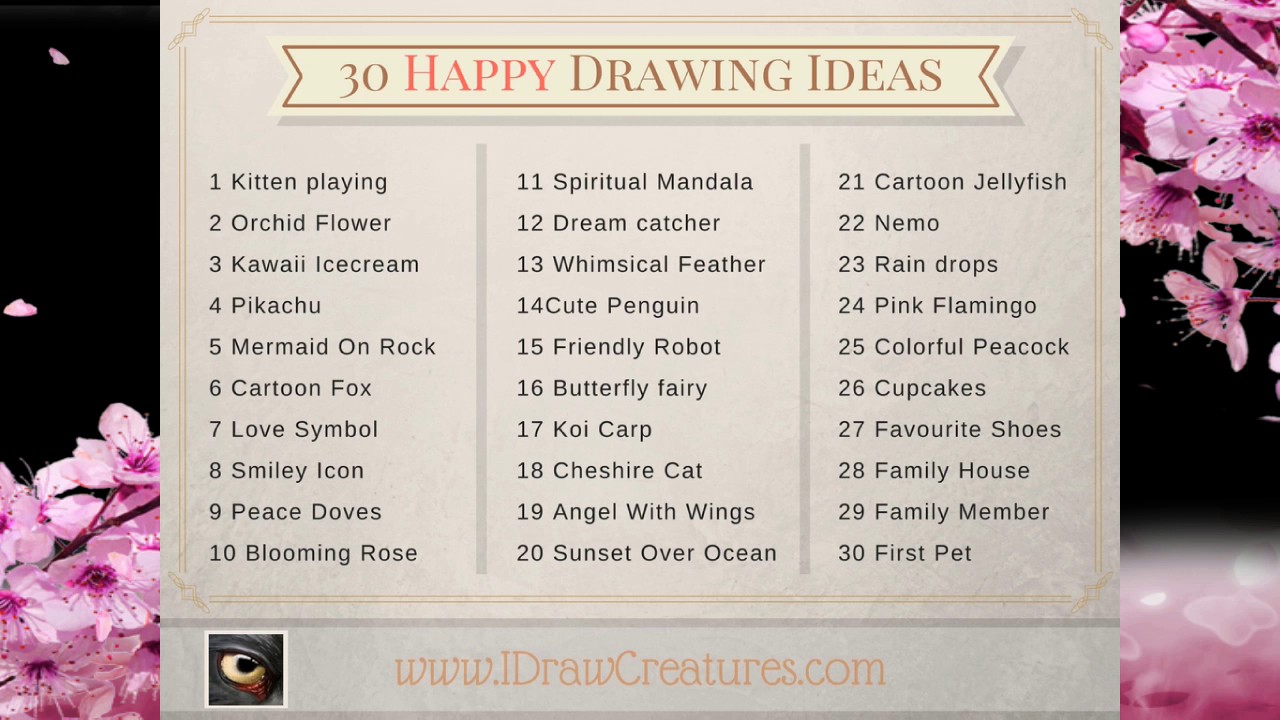 30 Ideas For Things To Draw - Happy edition! - YouTube
