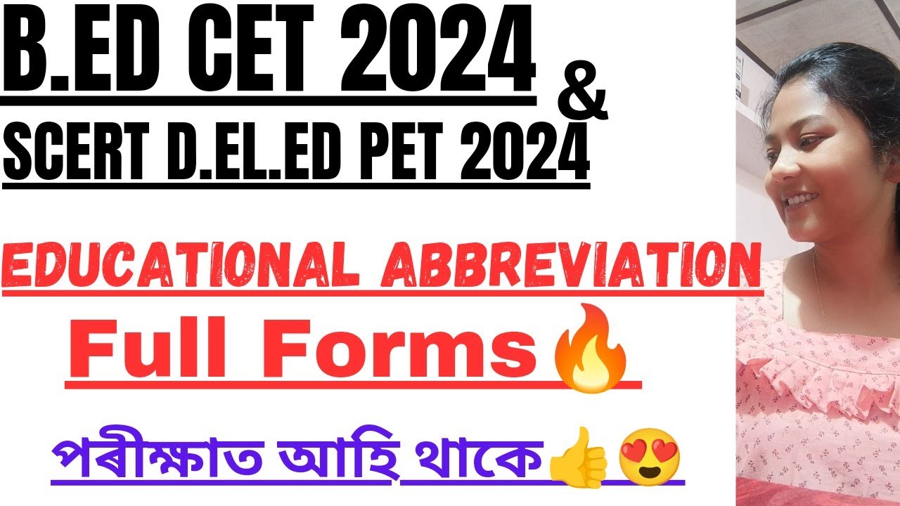 Educational Abbreviation/Full Form🔥Common & Important for B.ED CET ...