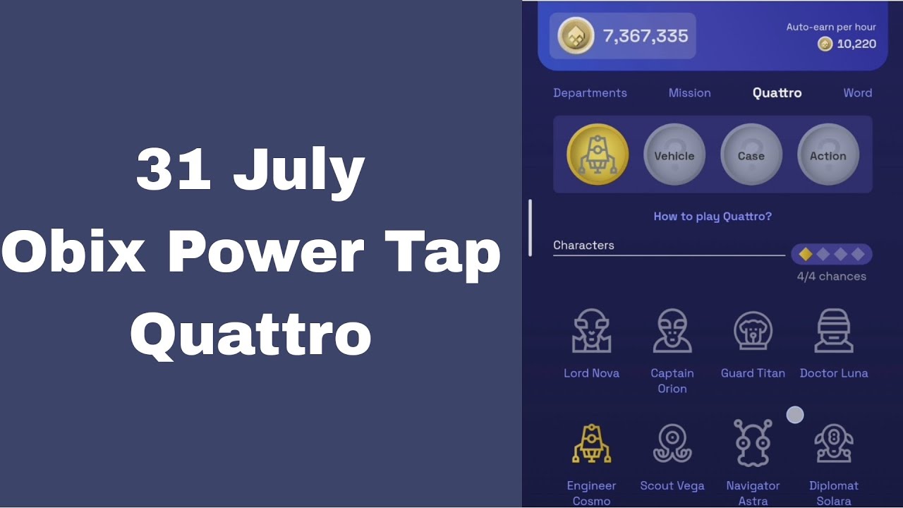 OBIX POWER TAP | Daily Quattro Combo | Word Combo of Obix Power | 31 ...
