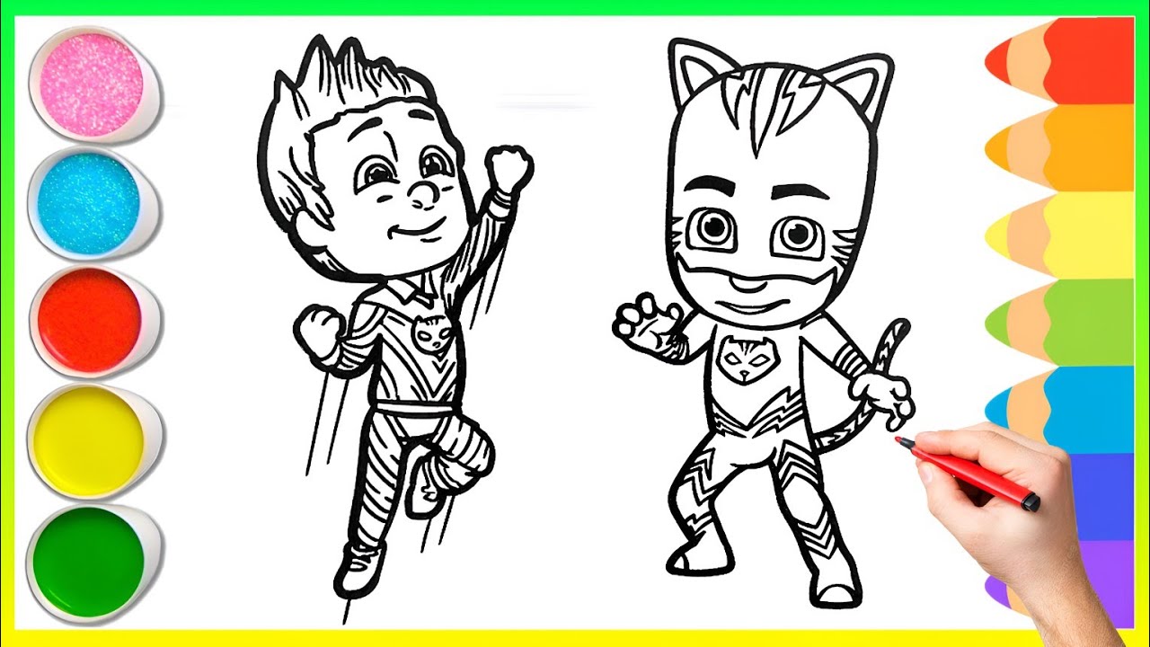 Coloring PJ Masks Catboy, Connor - Fun and Easy Drawing PJ Masks ...