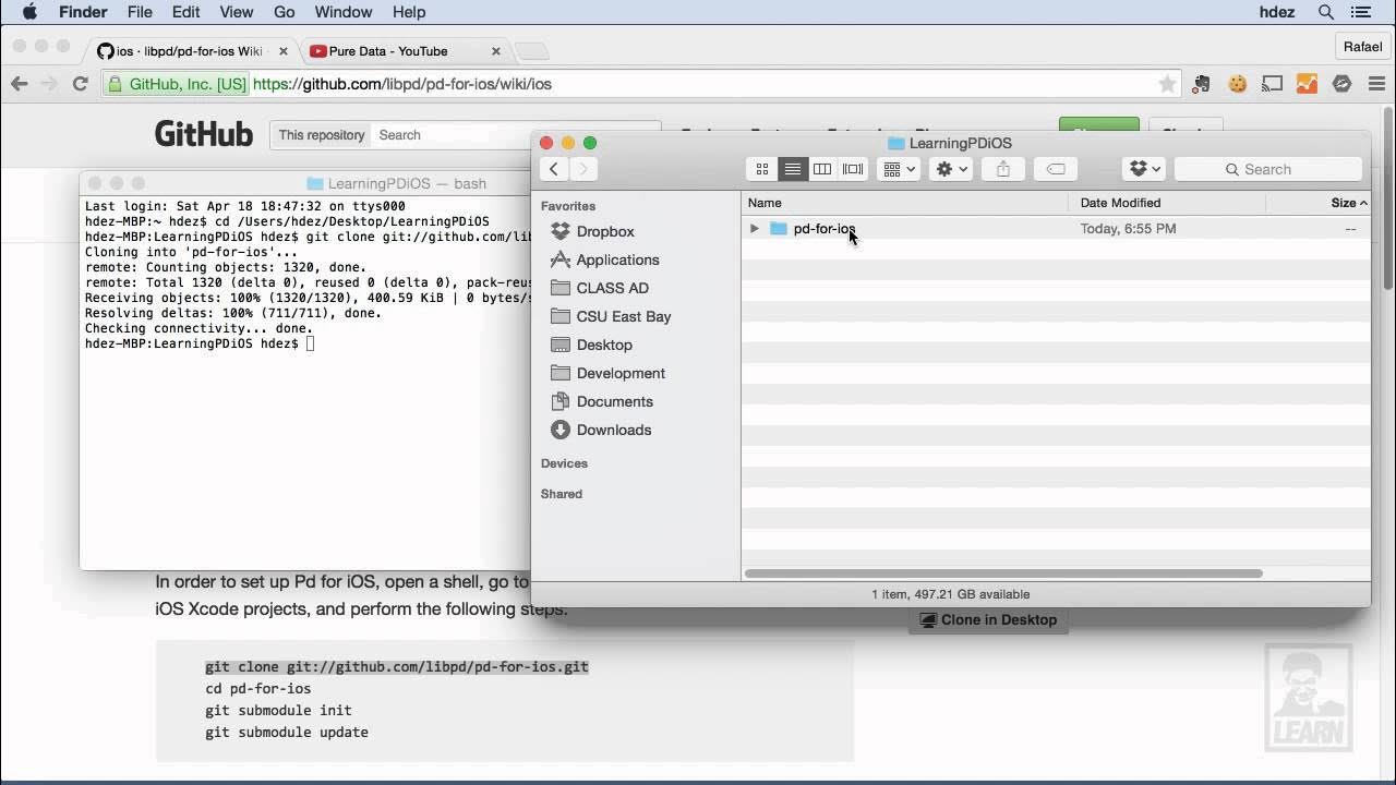 Learning libPD for iOS: 02. Downloading libPD for iOS from GitHub - YouTube