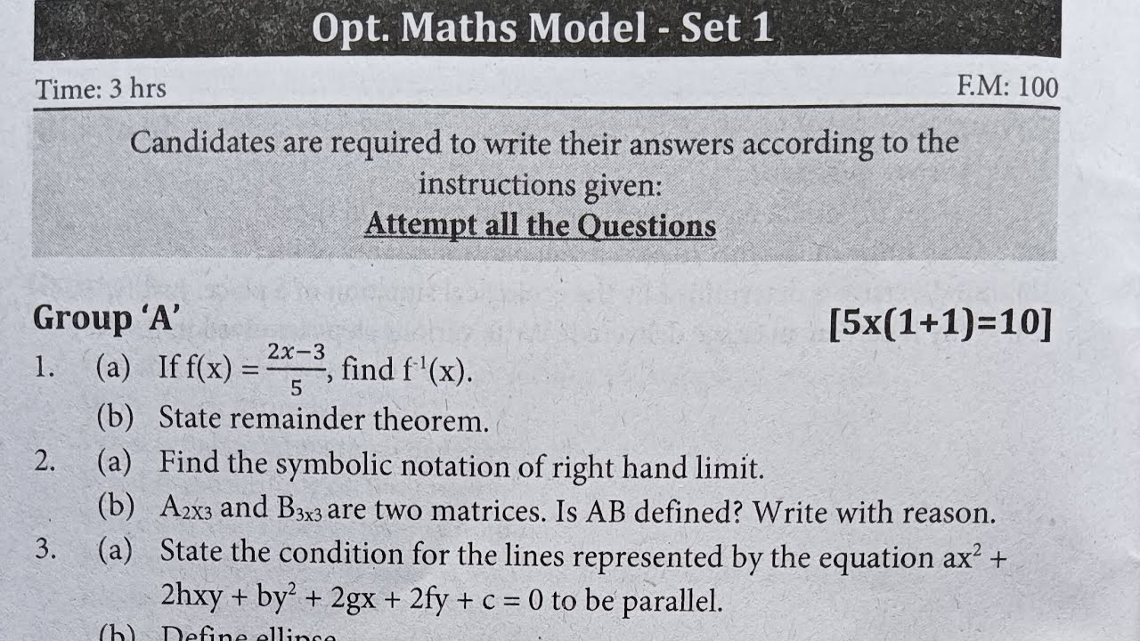 Opt.Math Model Question for SEE 2079 - YouTube