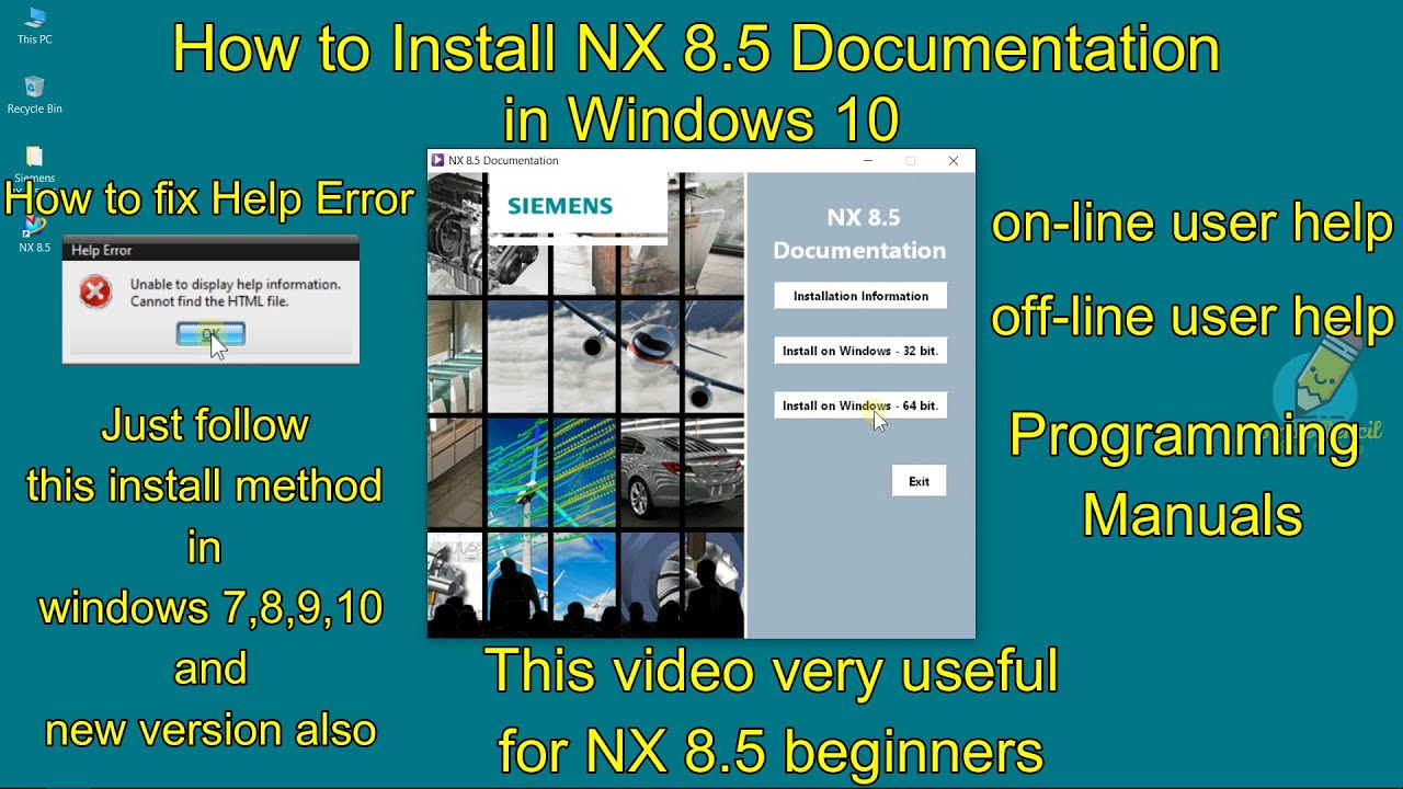 How to Install NX 8.5 Documentation in Windows 10 | How fix Help Error ...