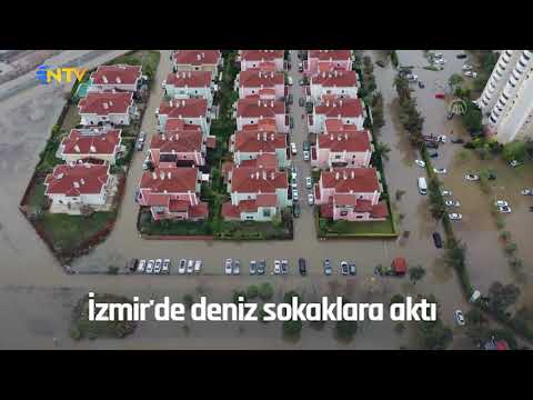 NTV | İzmir'de sokaklar deniz suyuyla doldu (İşte drone ile çekilen görüntüler)