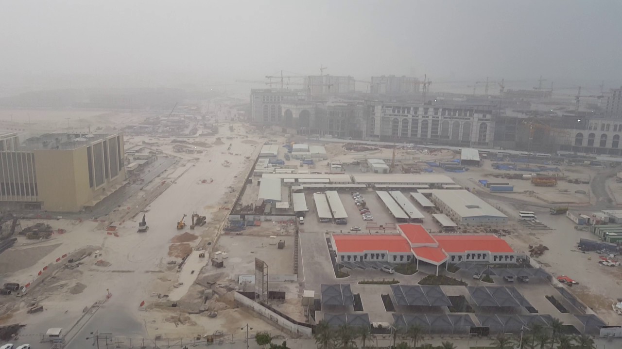 Rain in Lusail city ramaco project - YouTube