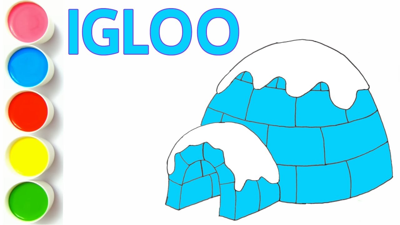 How to Draw an igloo | Drawing, painting, coloring igloo for kids ...