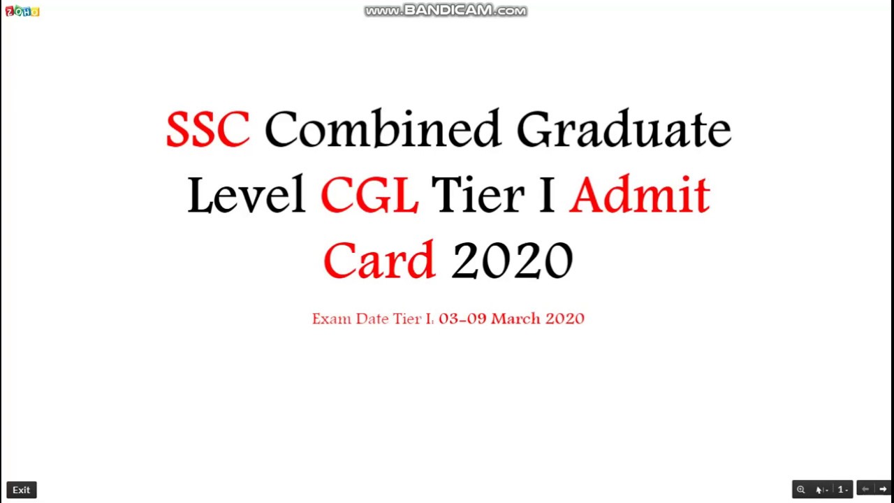 SSC Combined Graduate Level CGL Tier I Admit Card 2020|Combined ...