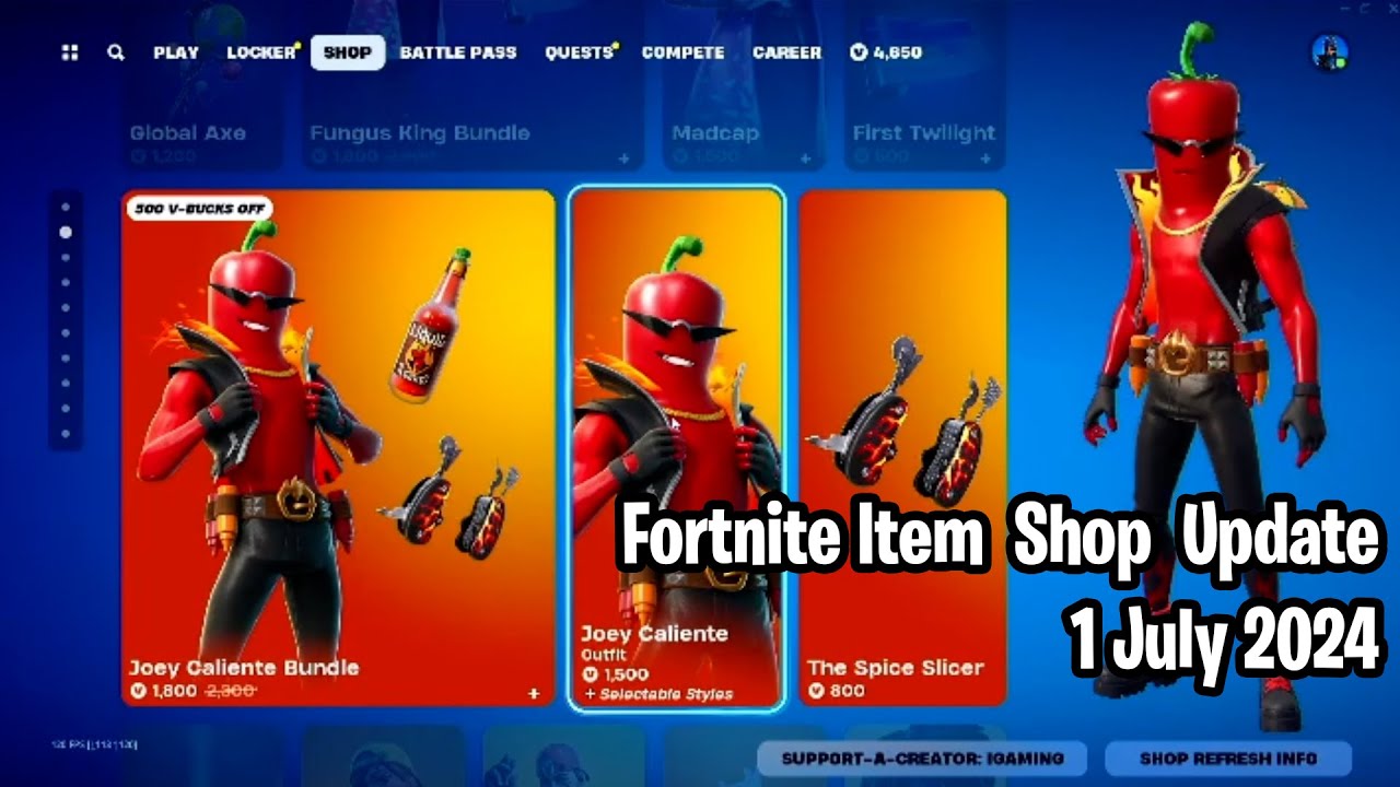 🔥 Fortnite Item Shop Update July 1, 2024! Joey Caliente, Leviathan, and ...