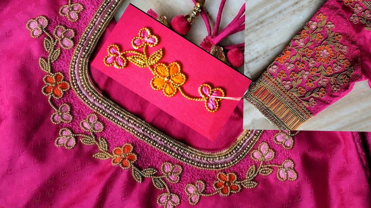 Aari Work With Normal Needle #AariWorks #MaggamWorks #316 - YouTube