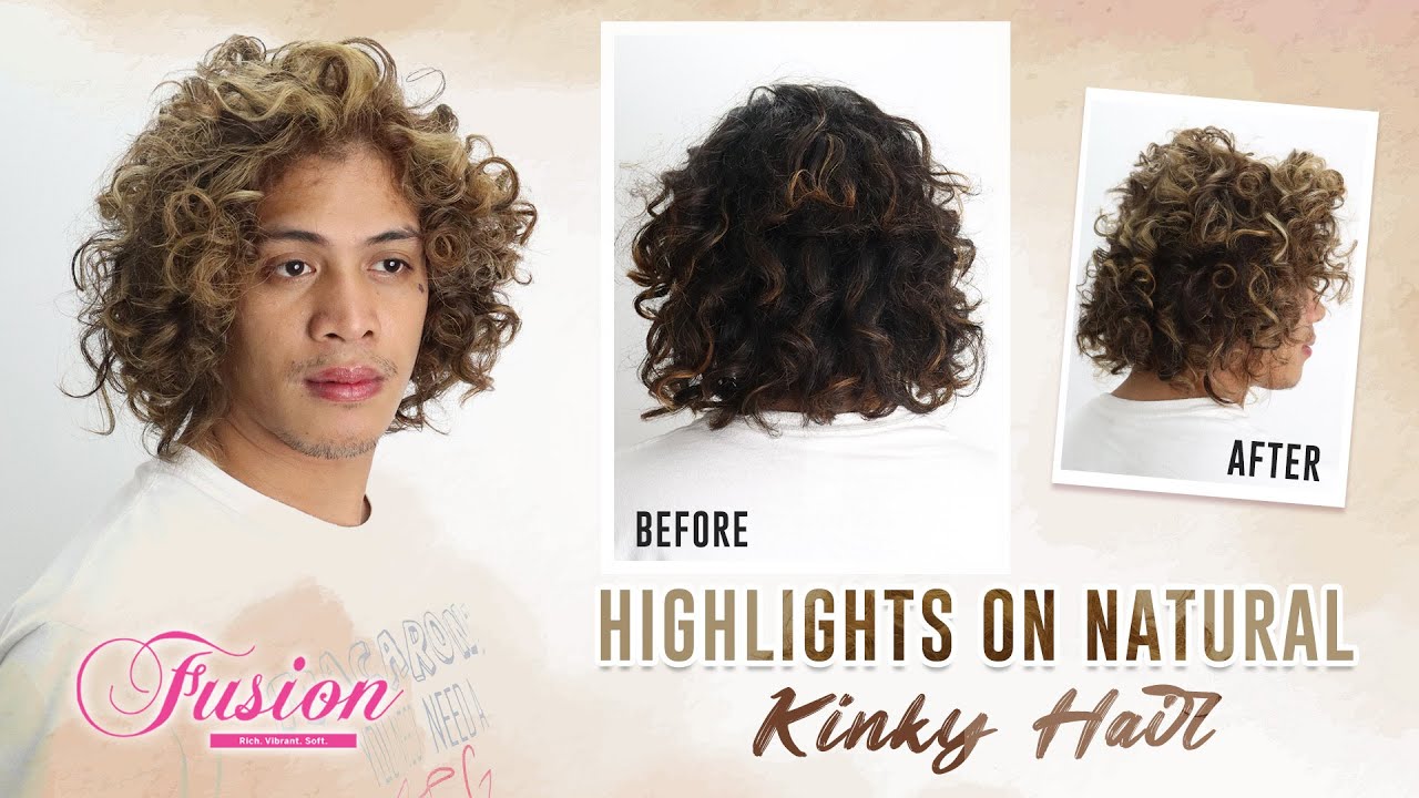 Highlights on natural kinky hair | with Fusion Hair Professional - YouTube