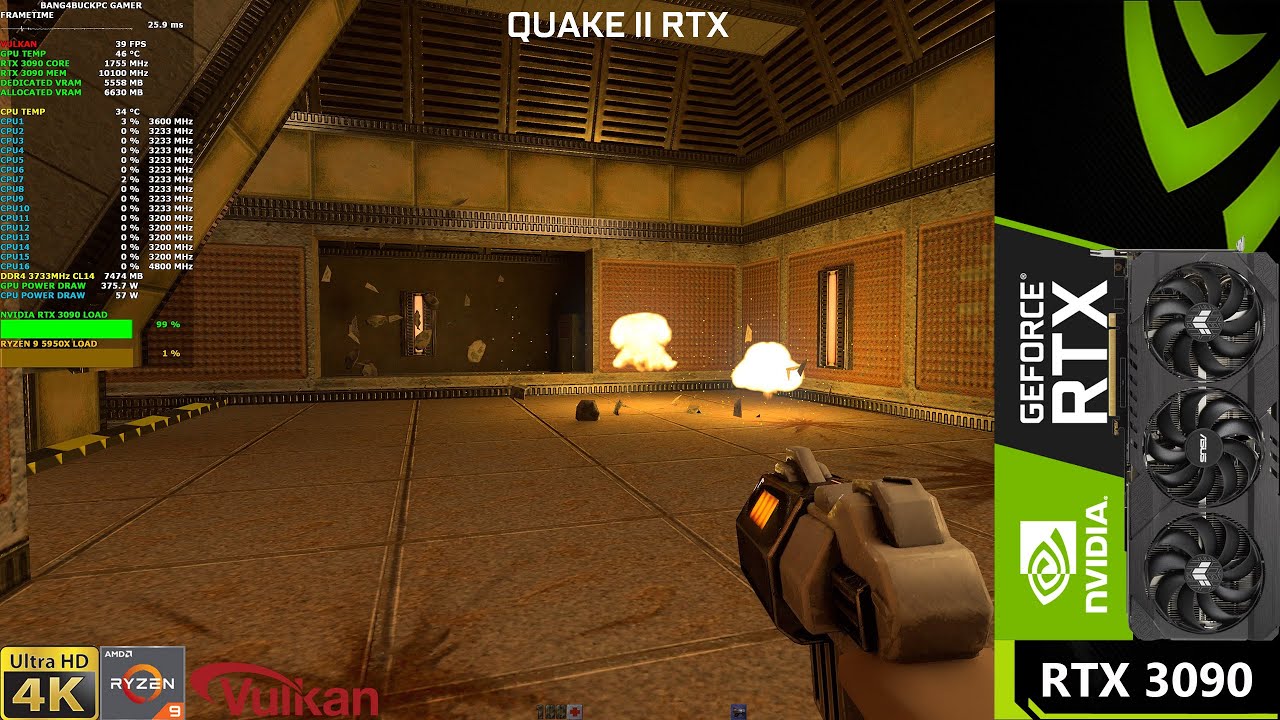 Quake II RTX 4K Vulkan Ray Tracing | RTX 3090 | Ryzen 9 5950X - YouTube