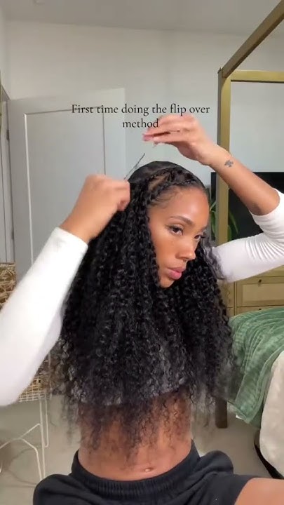 Flip Over Method Sew In using water kinky curly bundles|CURLSQUEEN - YouTube