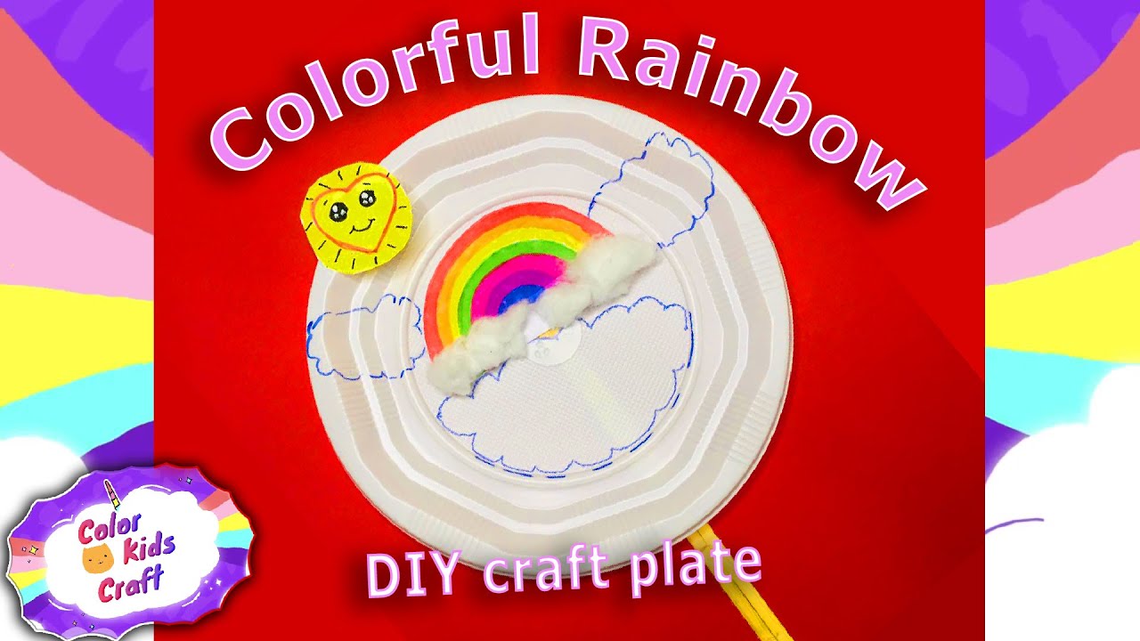 How to Make a Colorful Rainbow Paper Plate - Easy DIY Tuto Paper Plate ...