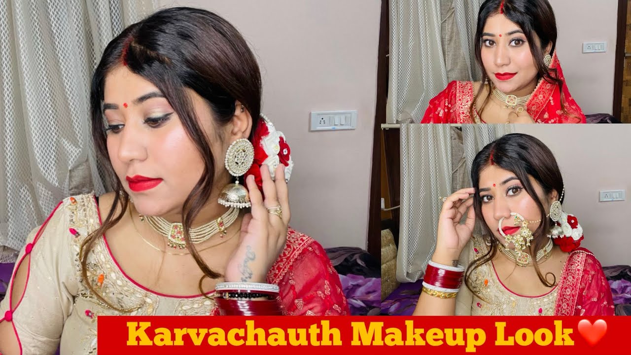 Karvachauth Makeup look💕| For beginners | Simple & Easy look | divyamongia - YouTube