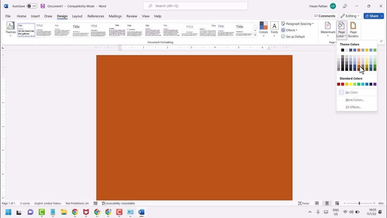 How To Change Page Color In Microsoft Word - YouTube