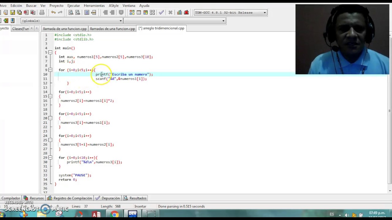 curso virtual arreglo tridimencional c++ - YouTube