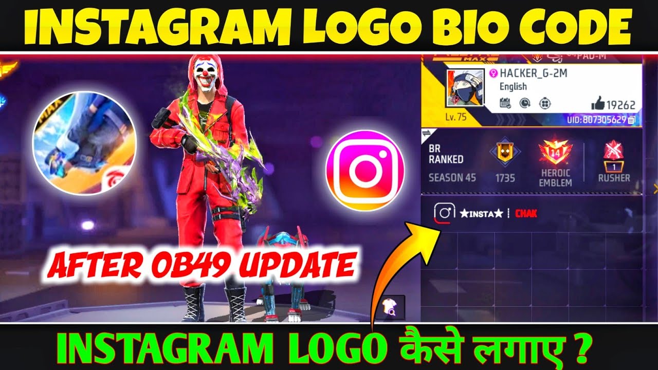 Free Fire Instagram Bio Code | Free Fire Instagram Logo Code | FF ...