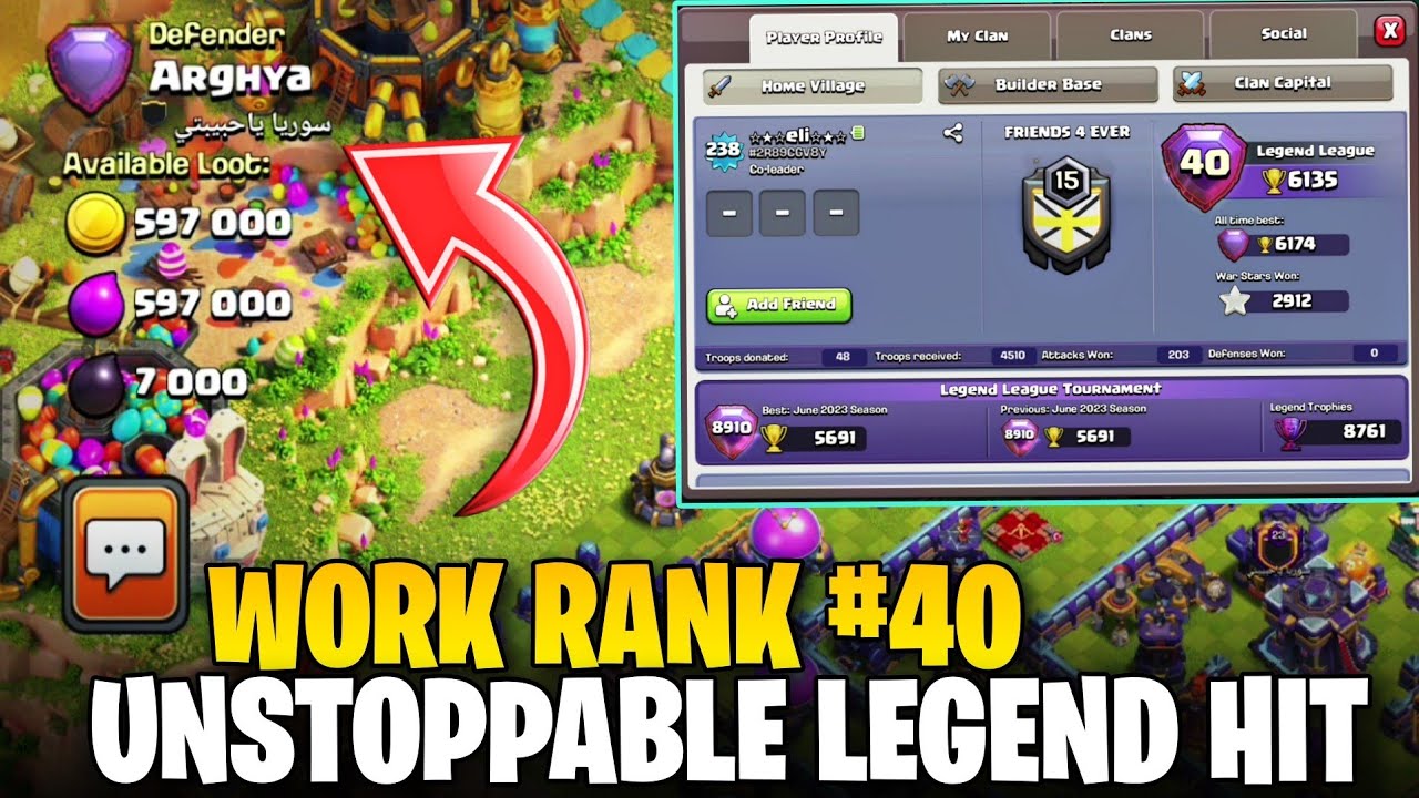 WORLD RANK #40 player legend hit clash of clans - YouTube